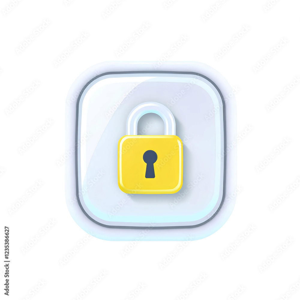 yellow lock with white base icon, high quality png isolated on ...