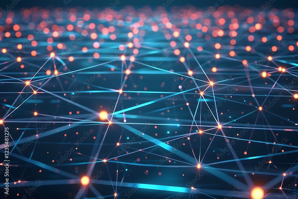 Abstract image depicting a complex network of interconnected nodes ...