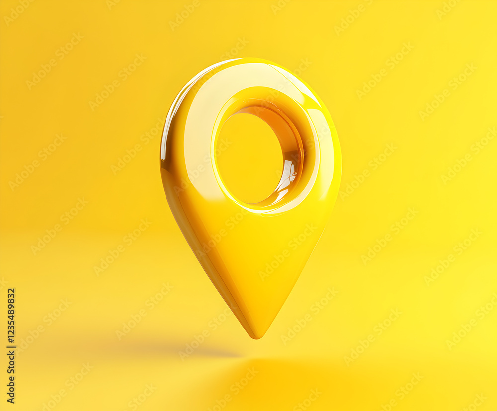 Render abstracto en 3D de un pin de GPS amarillo, ideal para conceptos ...