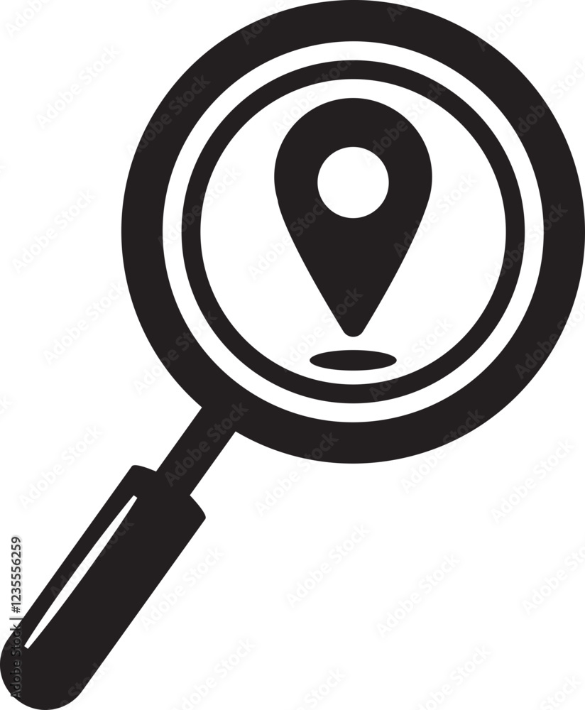 Magnifying glass icon. Black search icon symbol. Magnifier loupe sign ...