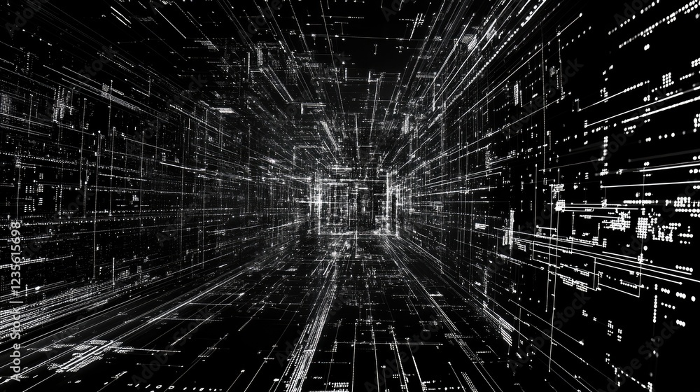 Glowing Virtual Data Points And Flowing Circuits Visualizing The Thought Processes Of Advanced