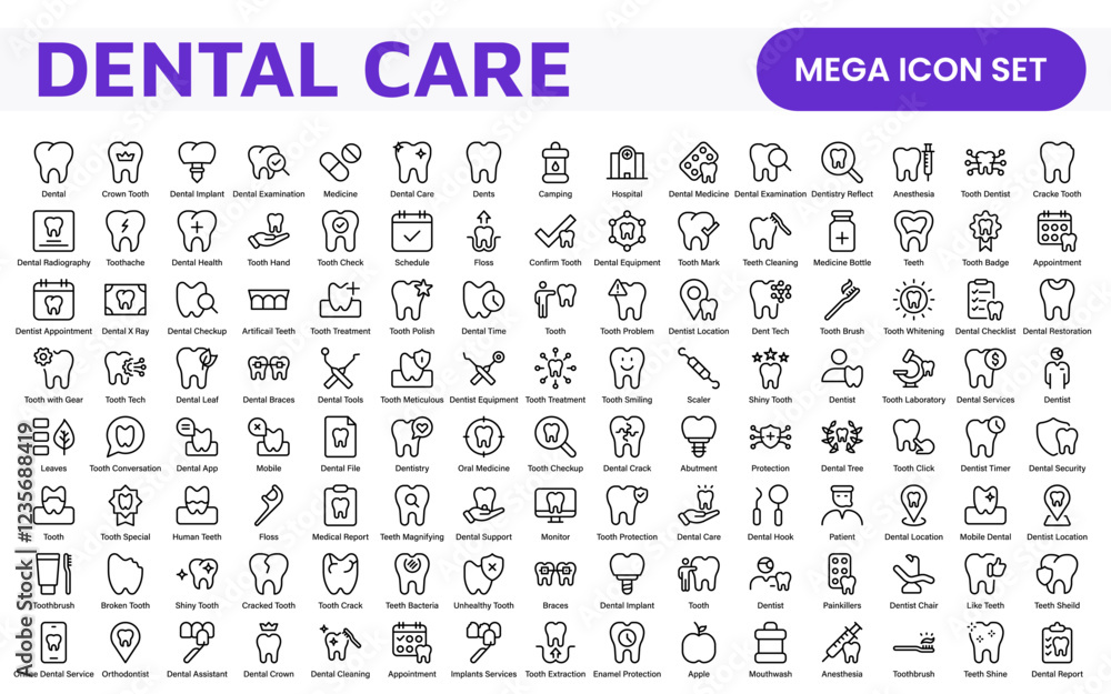 Dental Icon Set. A comprehensive collection of vibrant and professional ...