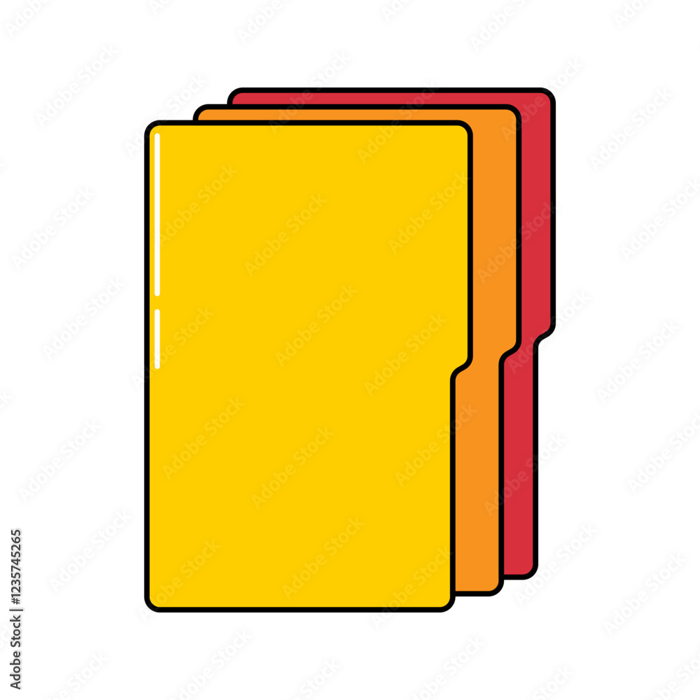 Red and Yellow File Folder. A red folder with a tab, commonly used for ...