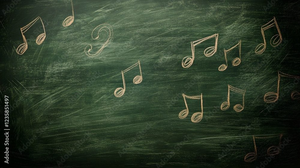 Chalkboard with Musical Notes and Symbols Representing the Creative and ...