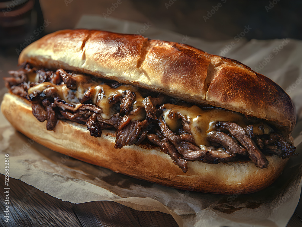 Gourmet BBQ Beef Sandwich on Artisan Bread with Savory Onions and ...
