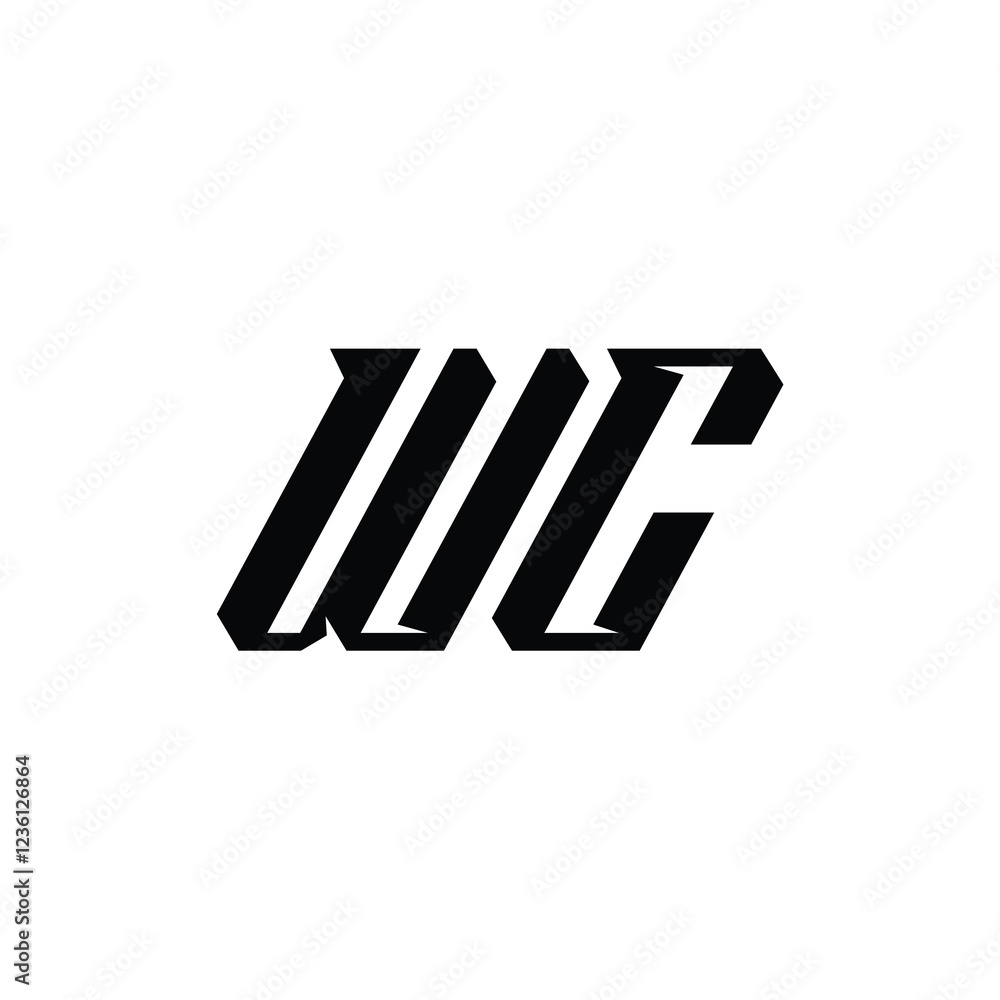 WC monogram logo design letter text name symbol monochrome logotype ...