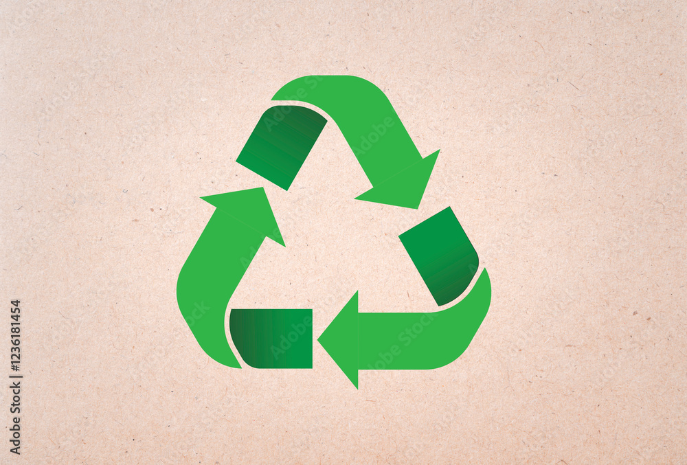 Green recycle sign print screen on brown paper for reuse reduce and ...