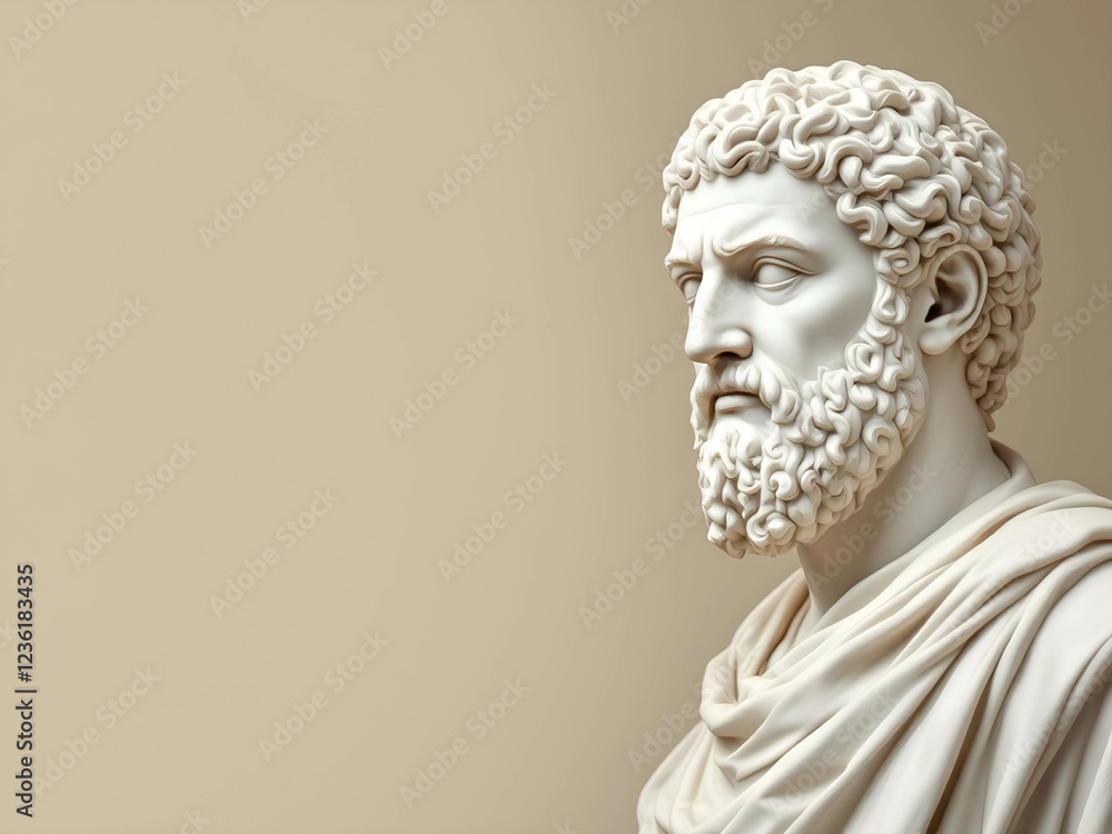 Marble sculpture of the ancient Greek philosopher and sage, bust of the ...