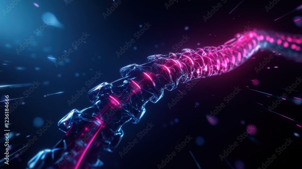 Dynamic neon spine animation digital space motion graphics futuristic ...