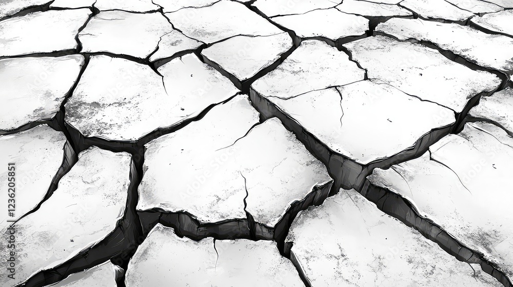 Surface cracked ground. Sketch crack texture. Split terrain after ...