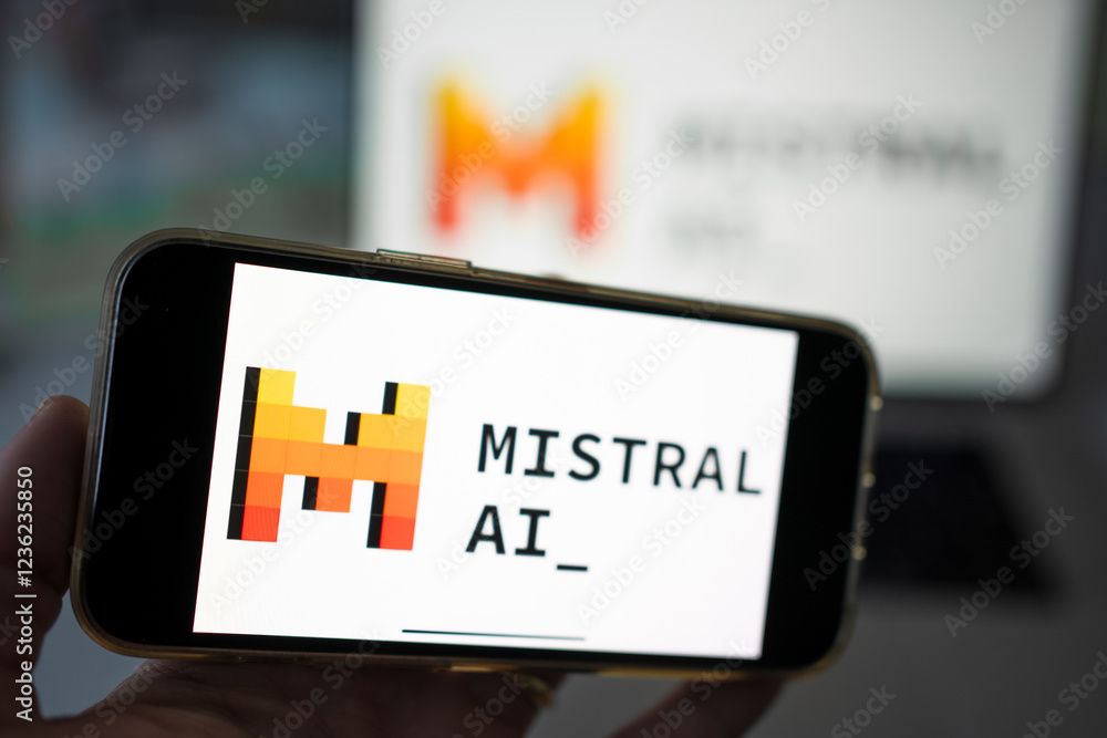 Roosendaal, The Netherlands - February 2, 2025: Mistral AI shown on a ...