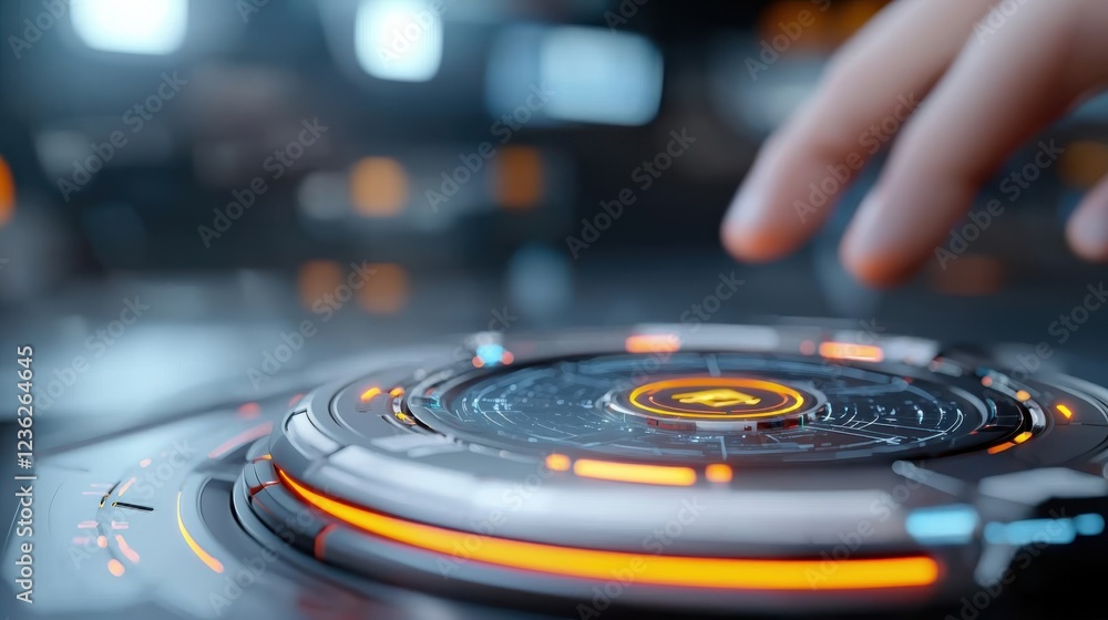 Futuristic high tech user interface with automated alerts real time ...