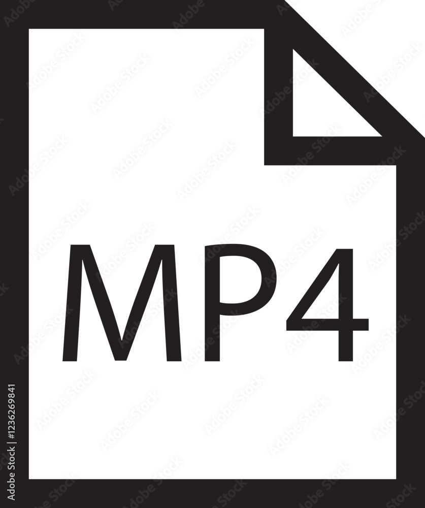 File icon. Format of document on computer outline symbol. MP4 file sign ...