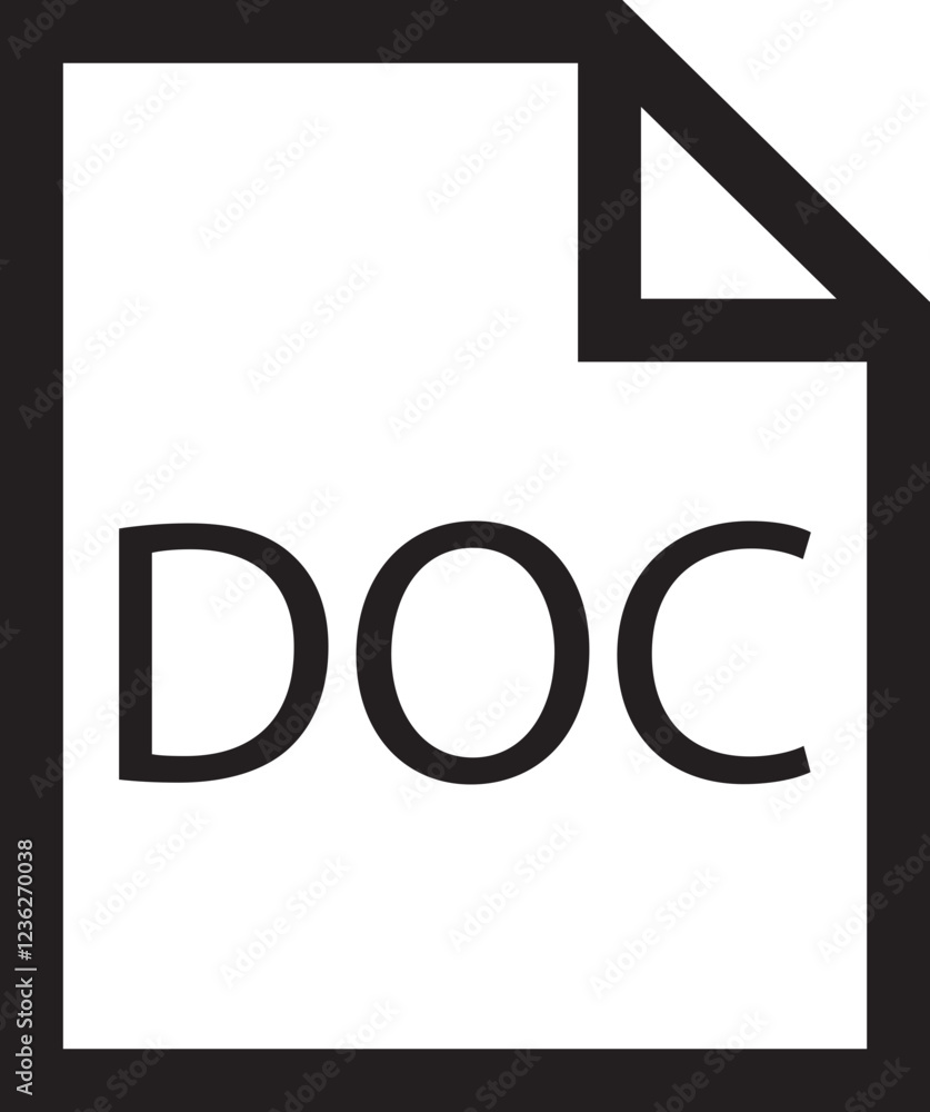 File icon. Format of document on computer outline symbol. DOC file sign ...