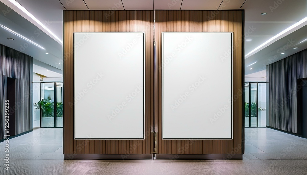 mockup office wall poster mock up two blank white vertical rectangular ...