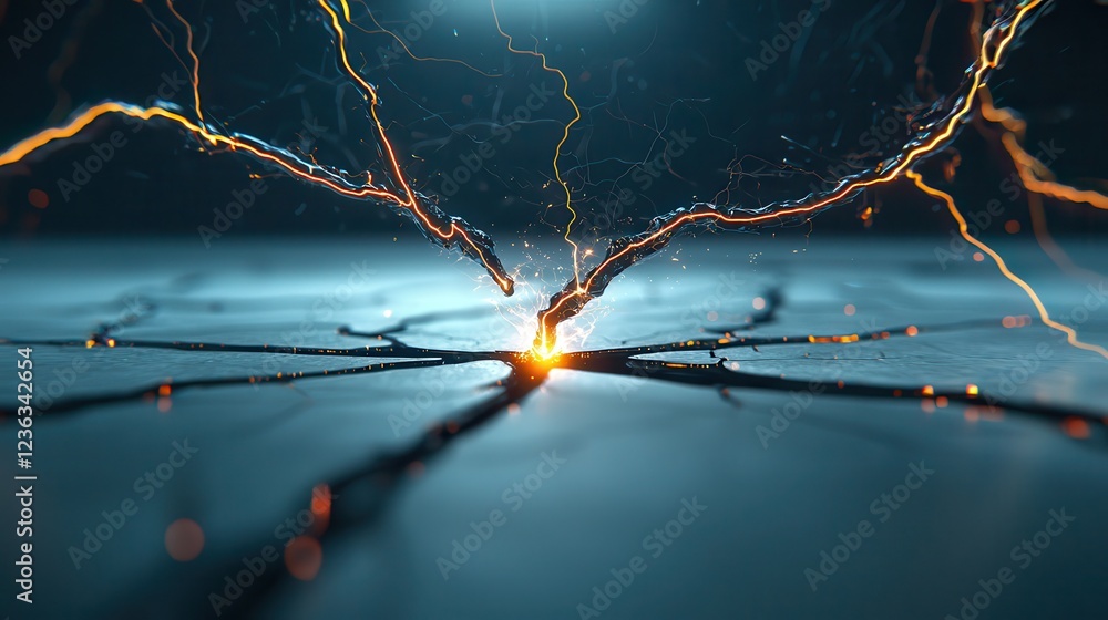 A single spark transforms into a radiant network of glowing lines ...
