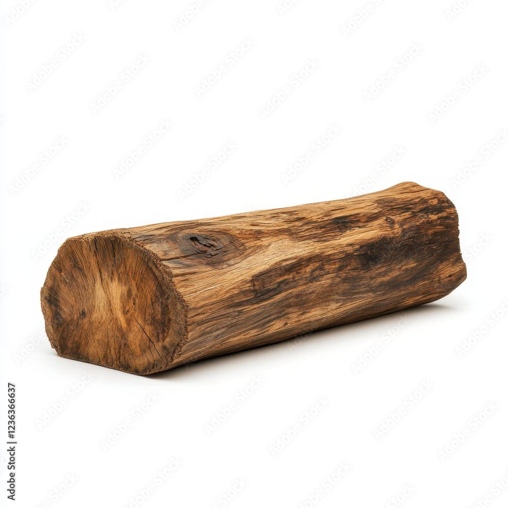 Natural wooden log on white background, showcasing its unique texture ...