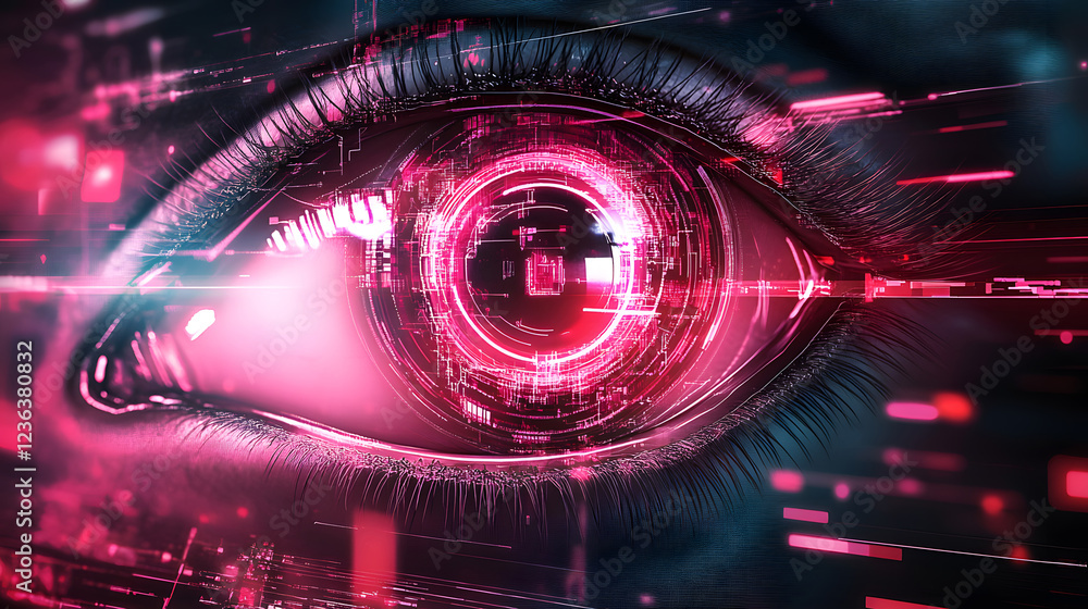 Стоковое фото «Human eye with cyber retinal recognition for neuro link ...