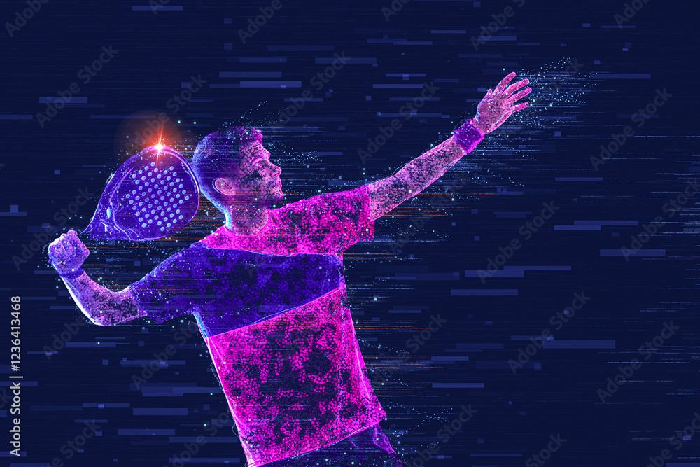 Padel Tennis Player with Racket in Hand. Paddle tenis, on a blue ...