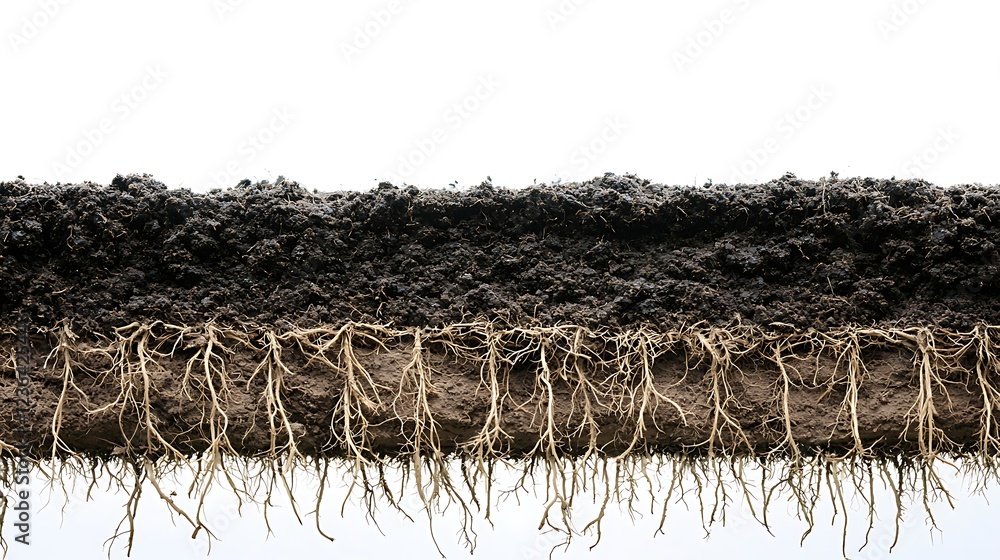 Soil Cross Section with Exposed Roots Stock Photo | Adobe Stock