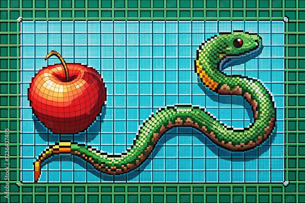 Ilustración de Stock Retro Snake Game UI Template: Pixel Art Design ...