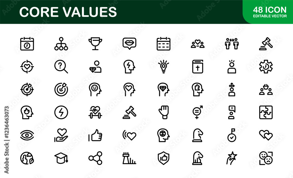 Core Values Icon Pack. Professional Line Art for Integrity ...