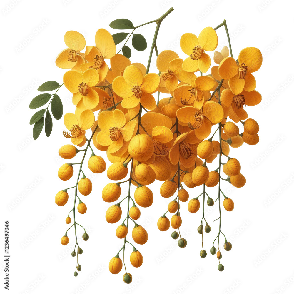 Kanikonna flower, konnappoovu or cassia fistula(Golden shower) isolated ...