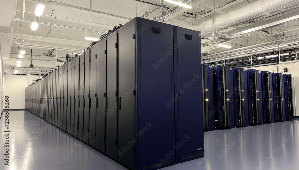 Data center servers, rows, facility, technology, computing ...