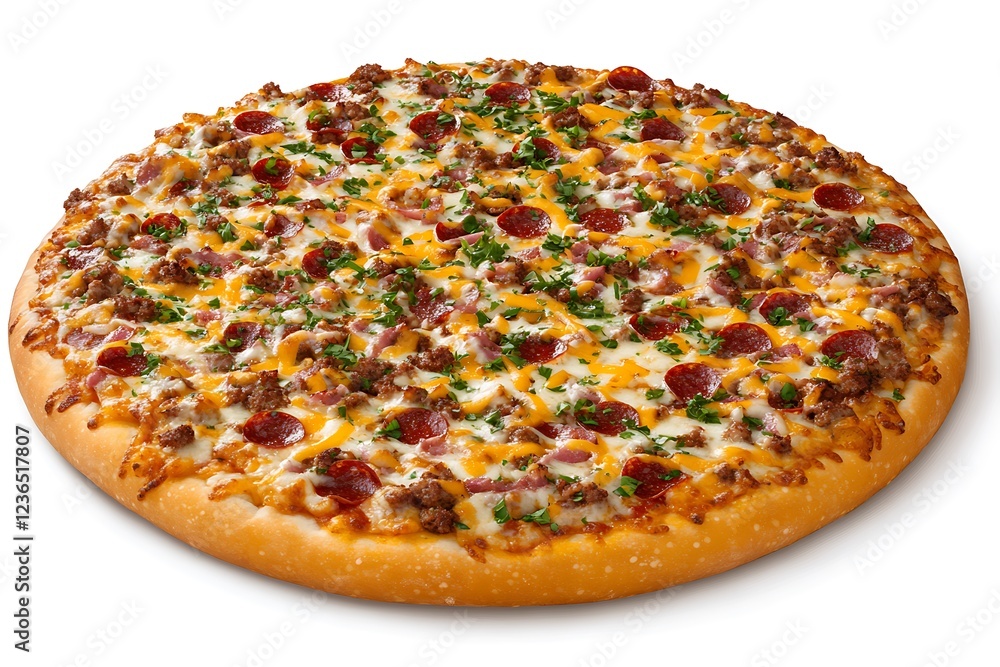 Gourmet Meat Lovers Pizza: Pepperoni, Ground Beef & Cheddar Cheese ...