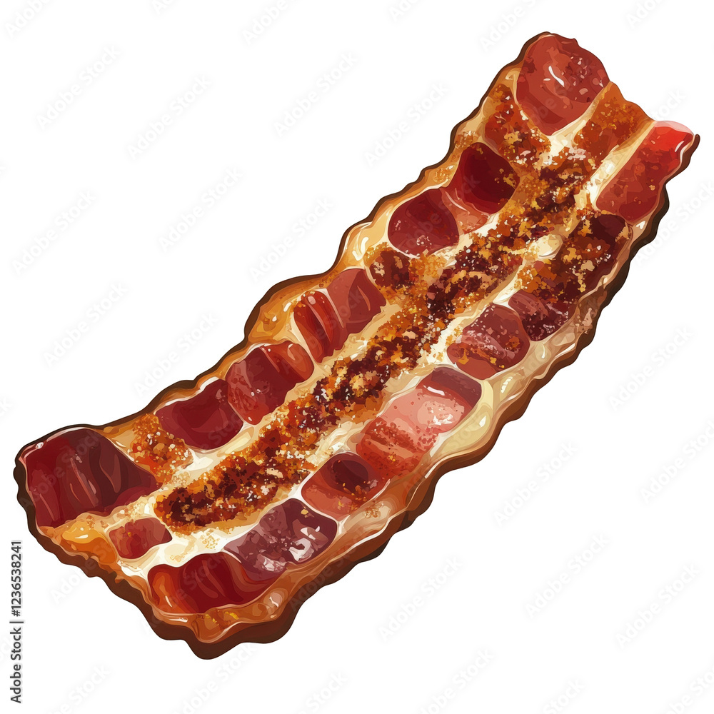 transparent background, PNG, A single, irregularly shaped bacon strip ...
