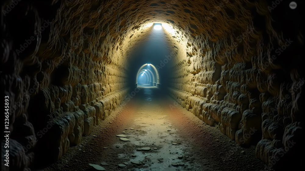 A hidden underground World War II tunnel being illuminated for the ...