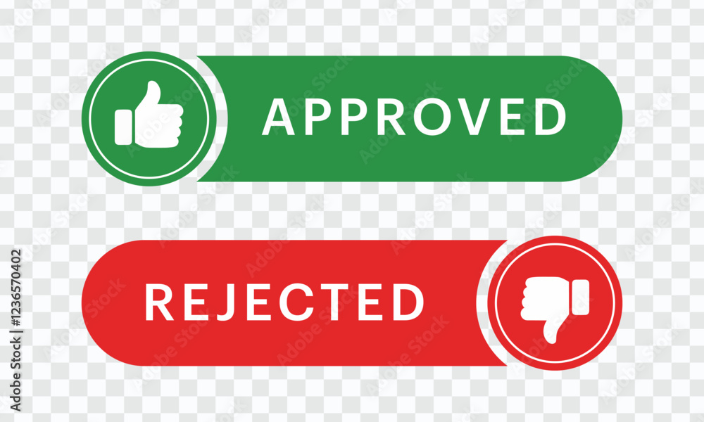 Approved & Rejected Icons Set | Checkmark and Cross Symbols for UI/UX Stock Vector | Adobe Stock