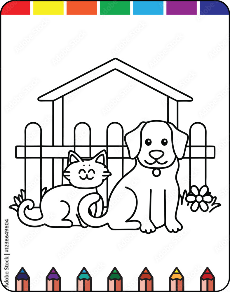Adorable Farm Animals Coloring Pages for Kids, Happy Farmyard Printable ...