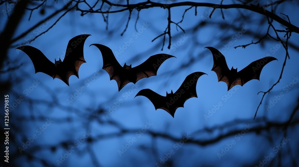 Bats horror set. Sticker with black mouse for Halloween decorations ...