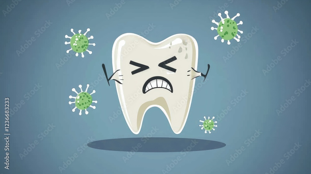 Battling dental infections cartoon tooth fighting germs digital art ...