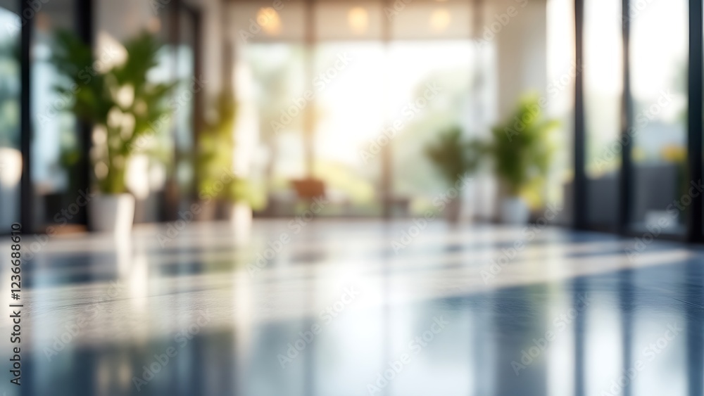 Blurred hotel or office building lobby blur background interior view ...