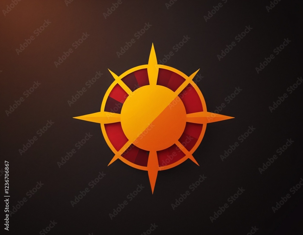 Compass Rose, Navigation Symbol, Directional Icon, Yellow and Red ...