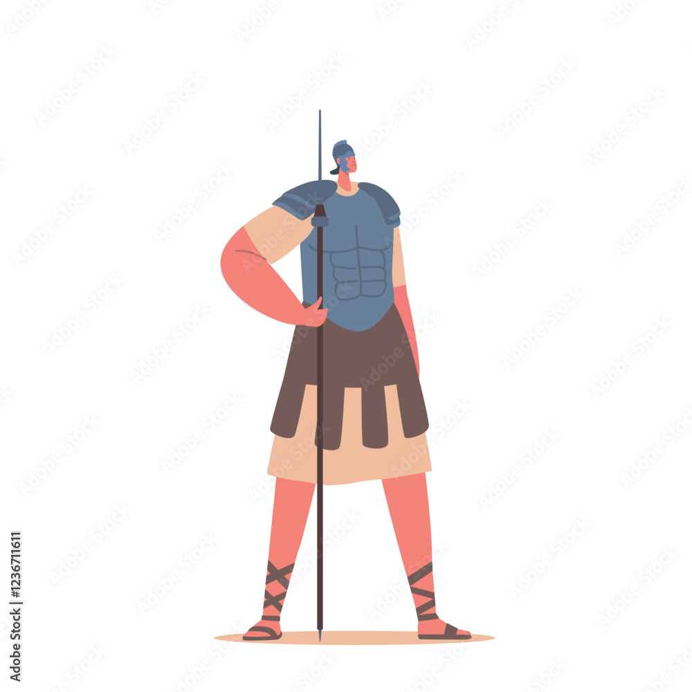 Mighty Roman Soldier Character Armed With A Spear, Representing The ...