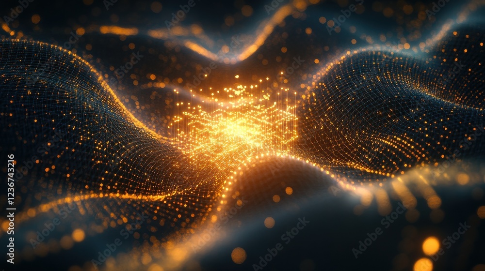 Futuristic quantum computing interface with glowing qubit pathways ...