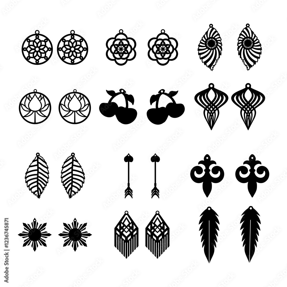 12 Designs Earring Bundle Svg, Laser Cut File for Glowforge, Wood ...