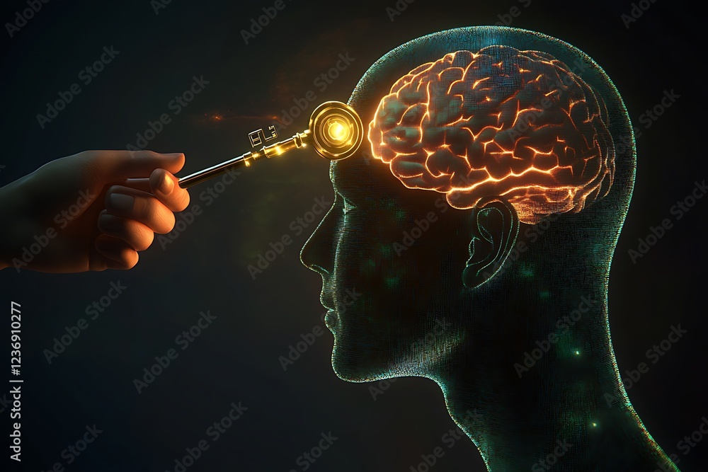 Dynamic 3D graphic of a hand with a digital key unlocking advanced ...