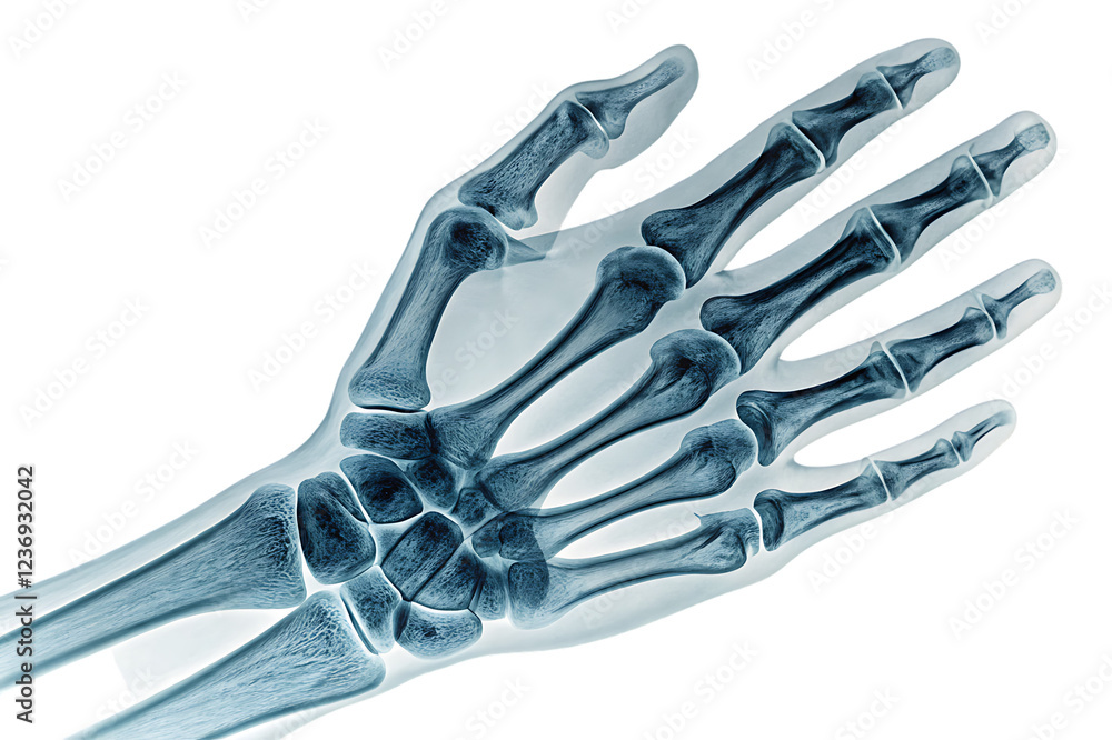 X-ray Image of a Human Hand Medical Radiology Scan isolated on ...