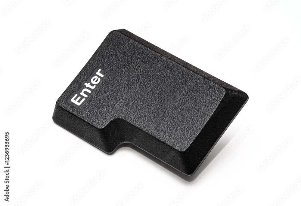 Enter key. Close-up image features a black enter keyboard key ...