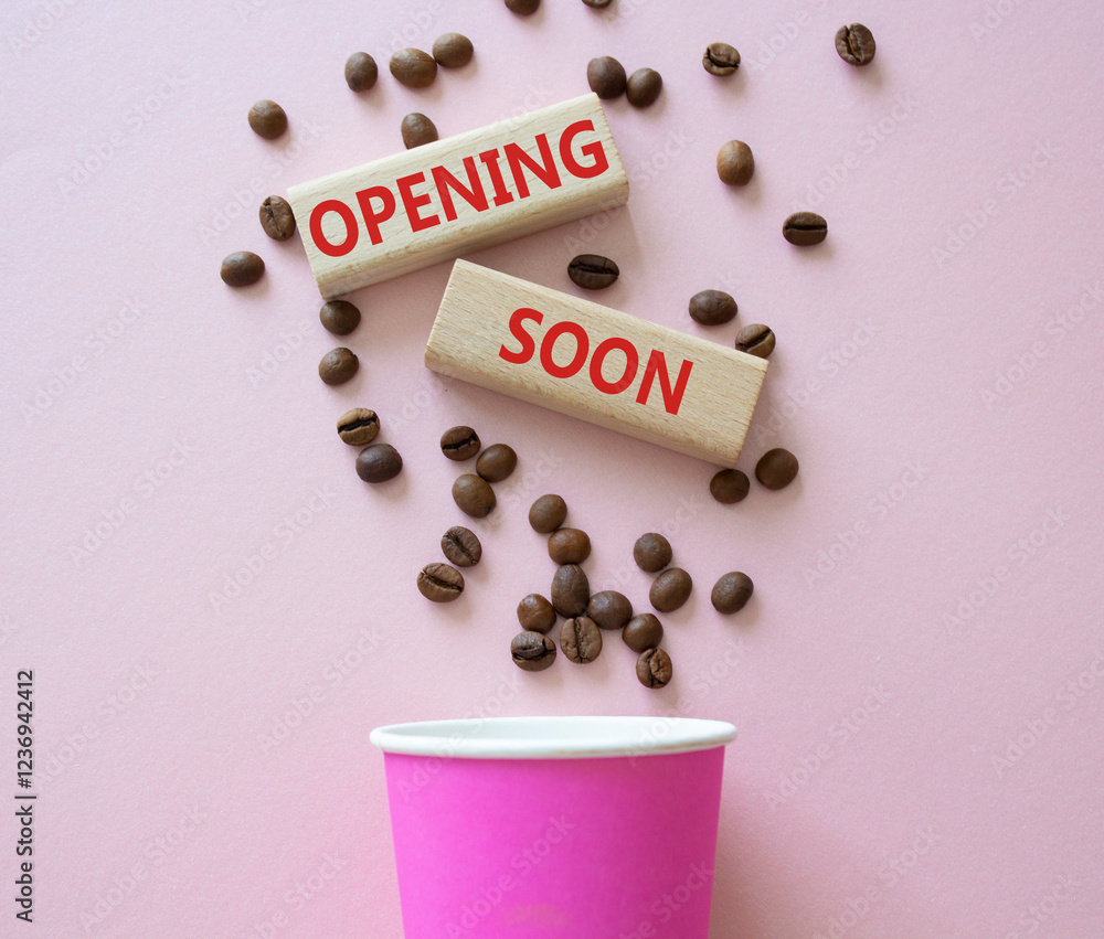 Opening soon symbol. Concept word Opening soon on wooden blocks ...
