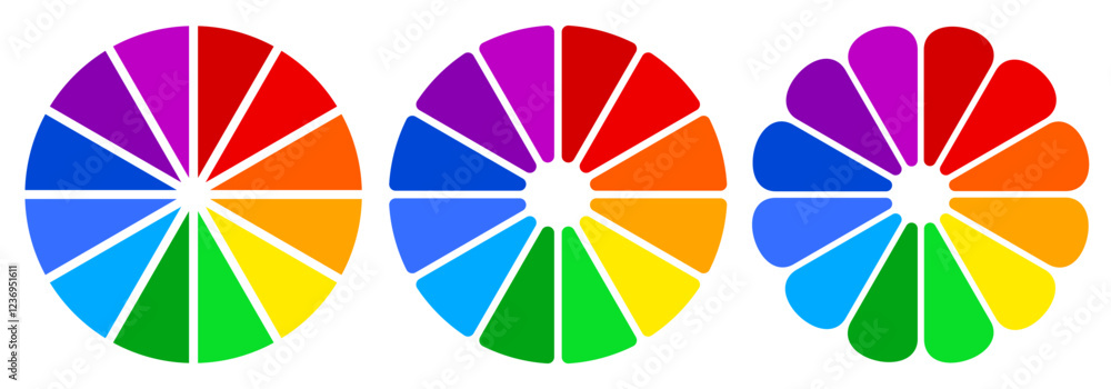 Color palette set, colors gradation chart diagrams set, rainbow ...