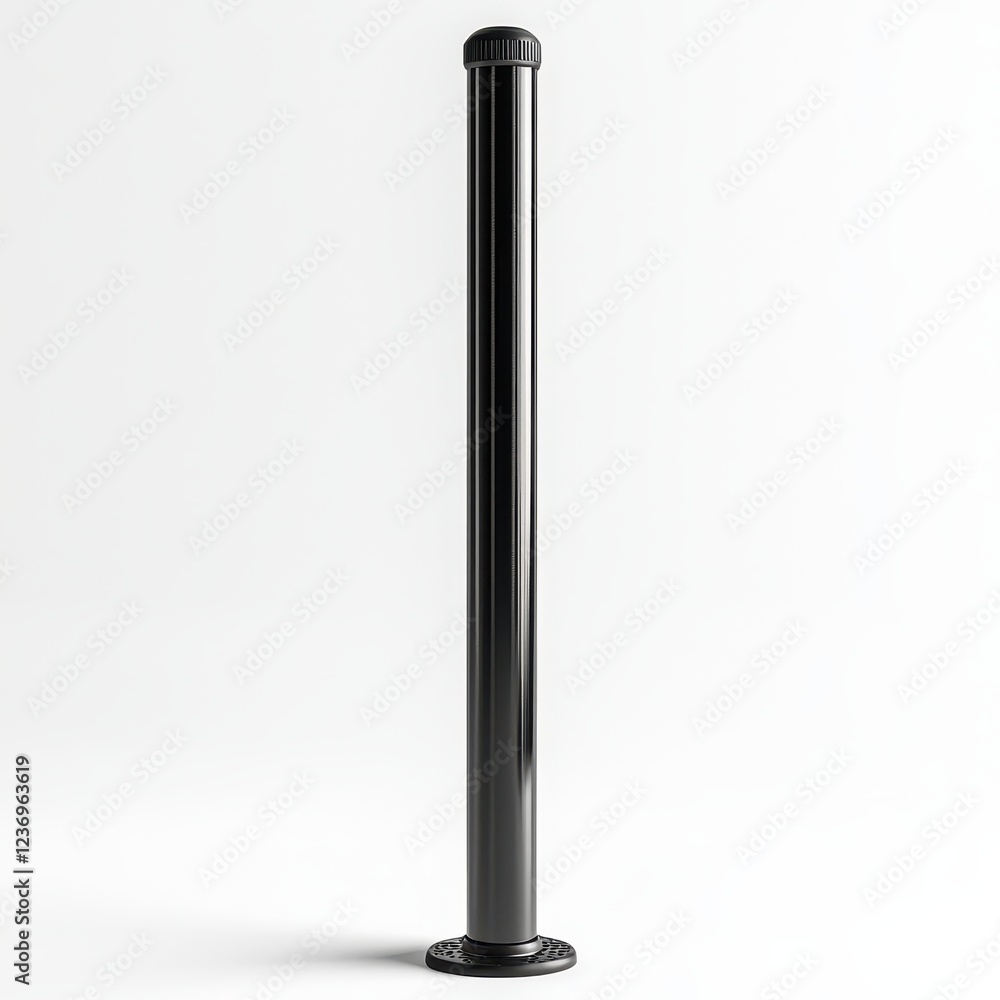 Minimalist black bollard against white background for urban design ...