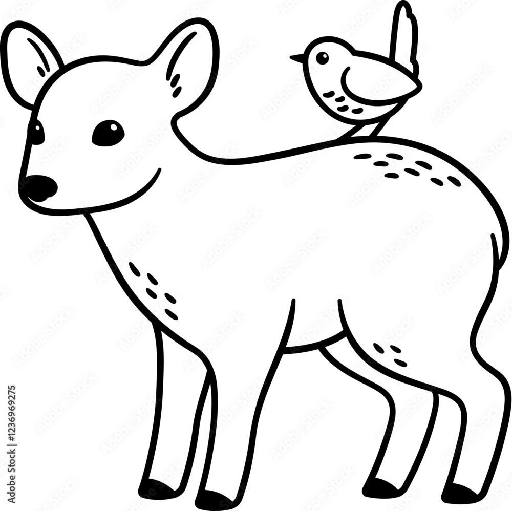 Vector de Stock Pudu deer and Chucao bird, wildlife symbols of Chile ...