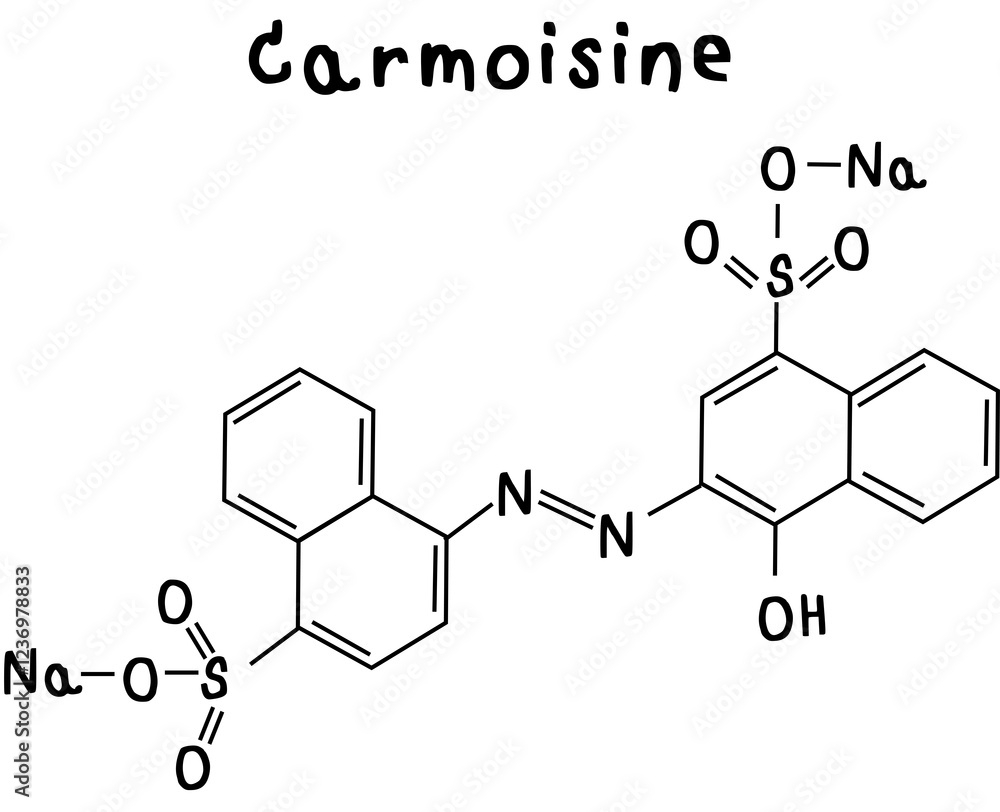 chemical structure of Carmoisine ,food addtive coloring illustration on ...