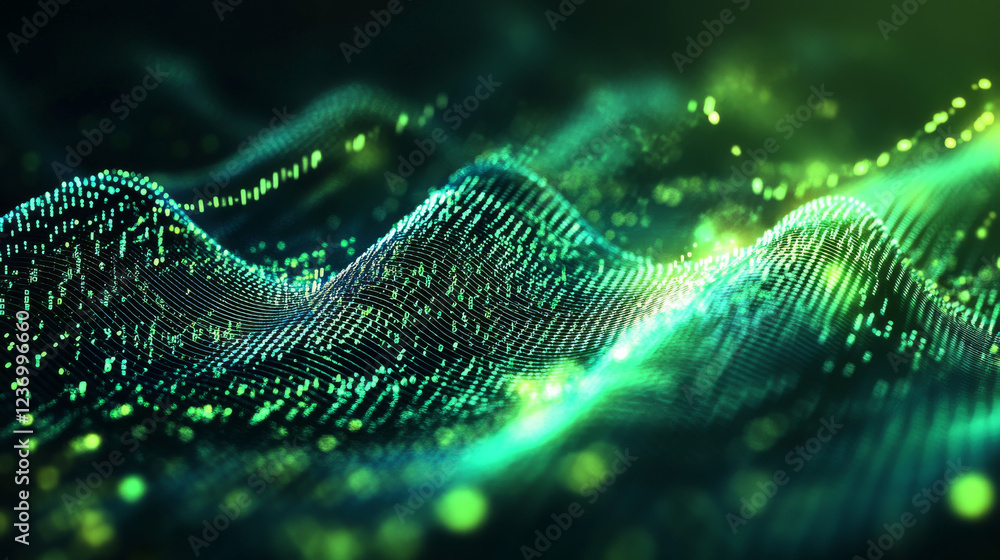 green sound wave curve background 3d illustration render green modern ...