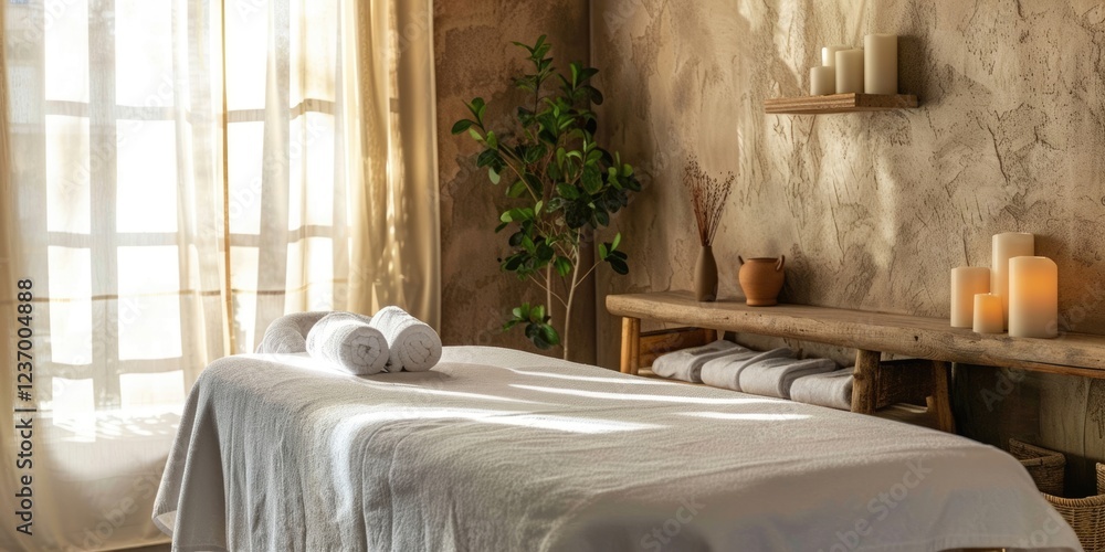 interior of a modern massage parlor, spa hotel, white couch in the ...